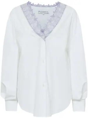 JW Anderson V-neck Lace-trim Shirt - White