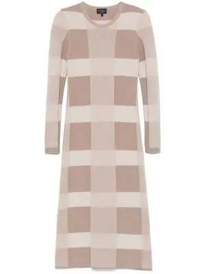 Emporio Armani Checked Midi Dress - Neutrals