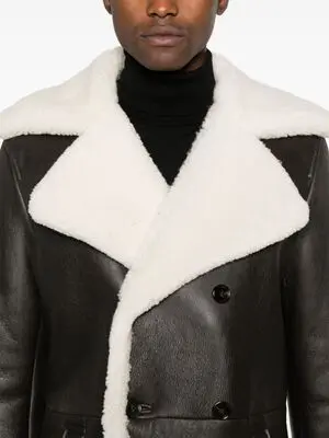 Dolce & Gabbana Leather Shearling Coat