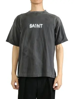 SAINT MXXXXXX Text-print Cotton T-shirt - Grey