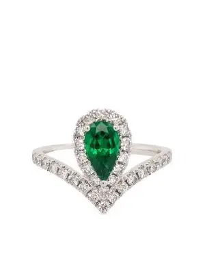 HYT JEWELRY 18kt White Gold Emerald And Diamond Ring - Silver