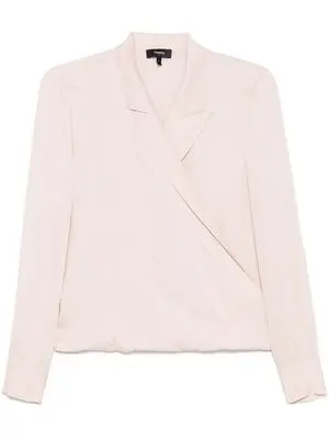 Theory Peak Lapel Wrap Blouse - Pink