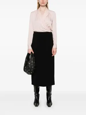Theory Peak Lapel Wrap Blouse - Pink
