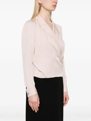 Theory Peak Lapel Wrap Blouse - Pink