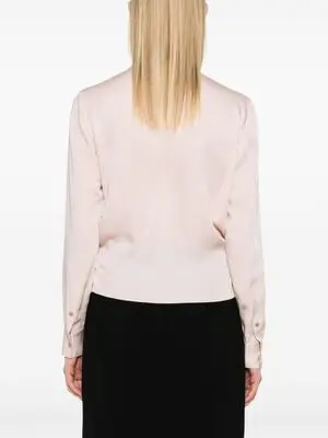 Theory Peak Lapel Wrap Blouse - Pink