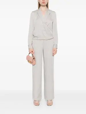 Theory Peak Lapel Wrap Blouse - Grey