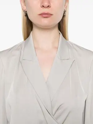 Theory Peak Lapel Wrap Blouse - Grey