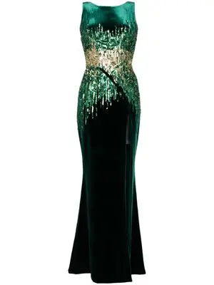 SAIID KOBEISY Sequin Velvet Gown