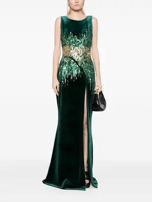 SAIID KOBEISY Sequin Velvet Gown
