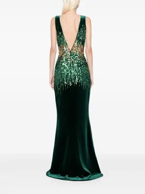 SAIID KOBEISY Sequin Velvet Gown