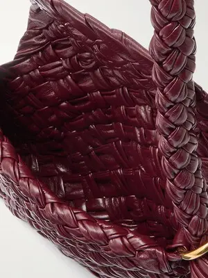 Bottega Veneta Kalimero Città Small Intrecciato Leather Shoulder Bag - Burgundy