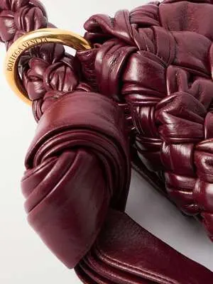 Bottega Veneta Kalimero Città Small Intrecciato Leather Shoulder Bag - Burgundy