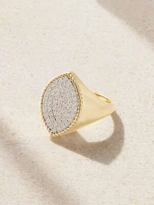 Yvonne Léon Chevalière Marquise Diamond Signet Ring