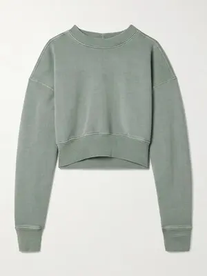 SLVRLAKE Cropped Cotton-jersey Sweatshirt - Green