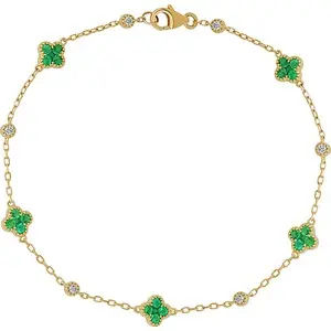 Bony Levy El Mar Gemstone & Diamond Station Bracelet 18k Yellow Gold Emerald