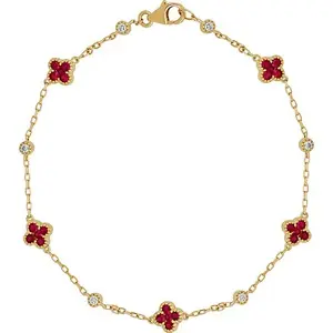 Bony Levy El Mar Gemstone & Diamond Station Bracelet 18k Yellow Gold Ruby