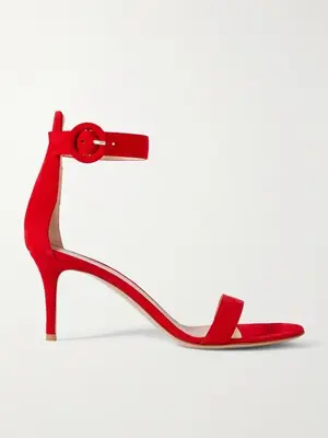 GIANVITO ROSSI Portofino 70 Suede Sandals - Red