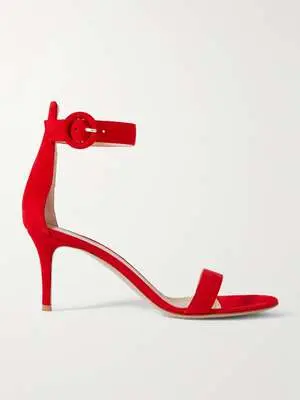 GIANVITO ROSSI Portofino 70 Suede Sandals - Red