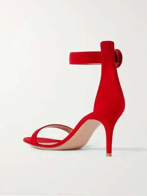 GIANVITO ROSSI Portofino 70 Suede Sandals - Red