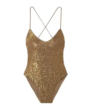Norma Kamali Fara Open-back Sequined Bodysuit
