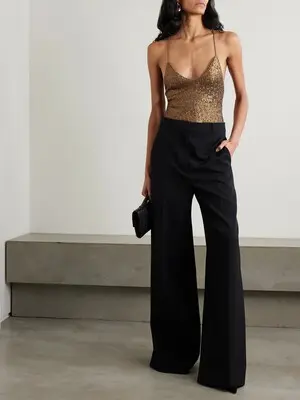 Norma Kamali Fara Open-back Sequined Bodysuit