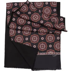 ELIZABETTA Jovewool Backed Silk Scarf For - Black And Burgundy