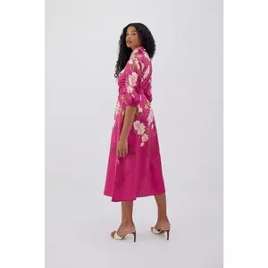 RAISHMA Aria Floral Print Midi Shirt Dress