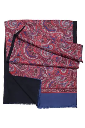 ELIZABETTA Sorrentowool Backed Silk Scarf For - Red And Blue