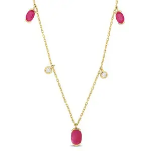 JULIANNA B. 10k Yellow Gold And Diamond Station Necklace - Ruby