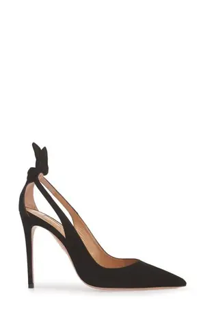AQUAZZURA Bow Tie Pointed Toe Pump - Black
