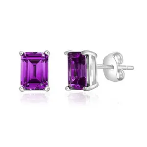 DONATELLO GIAN Sterling Silver Amethyst Stud Earrings - Purple