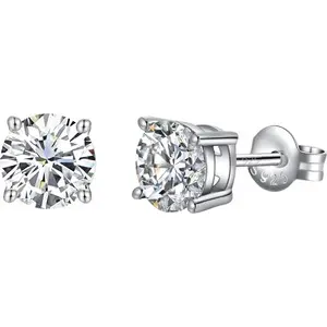 DONATELLO GIAN Sterling Moissanite Stud Earrings - Silver