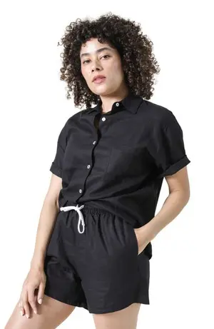 POPLINEN Rita Linen Shorts - Black