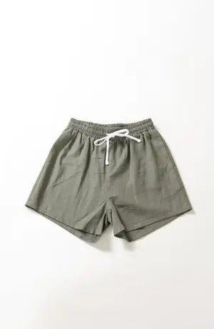 POPLINEN Plus Rita Linen Shorts - Olive