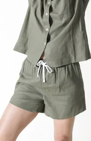 POPLINEN Plus Rita Linen Shorts - Olive