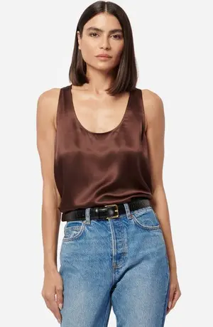 Cami Nyc Jane Silk Charmeuse Tank - Chocolate
