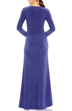 Mac Duggal Long Sleeve Draped Gown