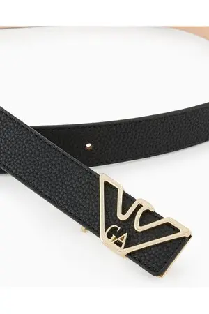 Emporio Armani Deer-print Eagle Plate Belt - Black