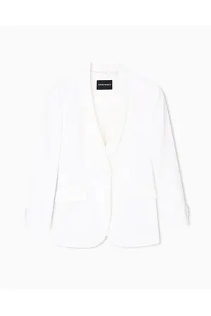 Emporio Armani Single-breasted Blazer In Envers Satin - White