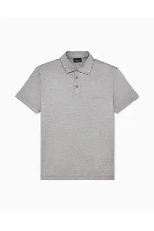 Giorgio Armani Silk And Cotton-mélange Jersey Polo Shirt - Natural