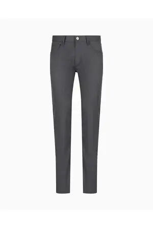 Giorgio Armani Regular-fit Virgin-wool Trousers - Natural