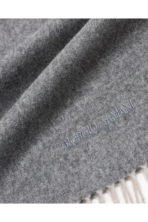Giorgio Armani Cashmere Scarf With Embroidered Logo