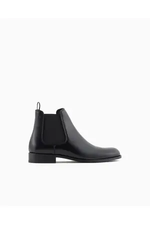 Giorgio Armani Antique-effect Leather Ankle Boots - Black