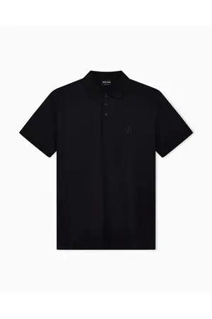 Giorgio Armani Stretch Cotton Piqué Polo Shirt - Black