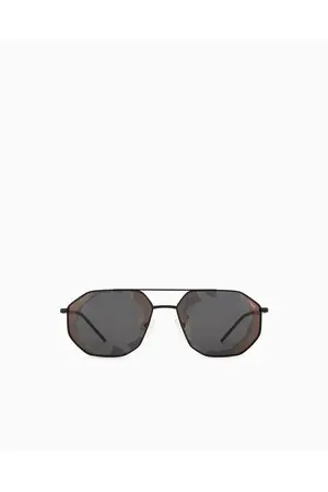 Emporio Armani Irregular Sunglasses With Metal Frame - Black
