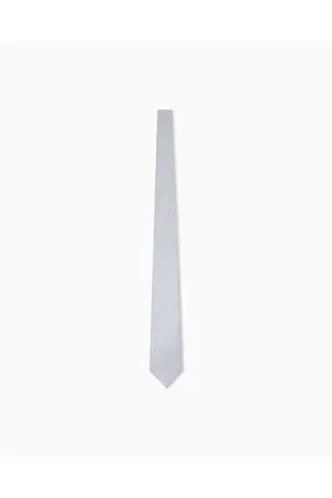 Emporio Armani Pure Silk Tie With Jacquard Monogram - Silver