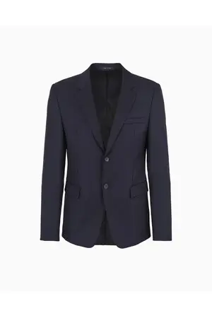 Emporio Armani Single-breasted Virgin-wool Jacket - Navy