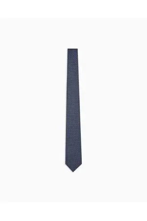 Emporio Armani Pure Silk Jacquard Micro-pattern Standard Neck Tie - Navy