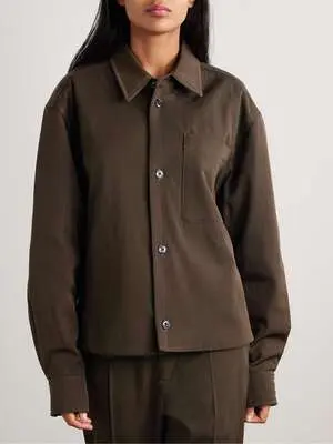 LEMAIRE Oversized Padded Wool-twill Jacket - Dark Brown