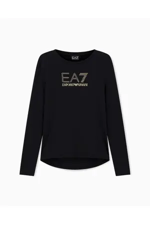 EA7 Evolution Stretch Cotton And Modal Long-sleeved T-shirt - Black